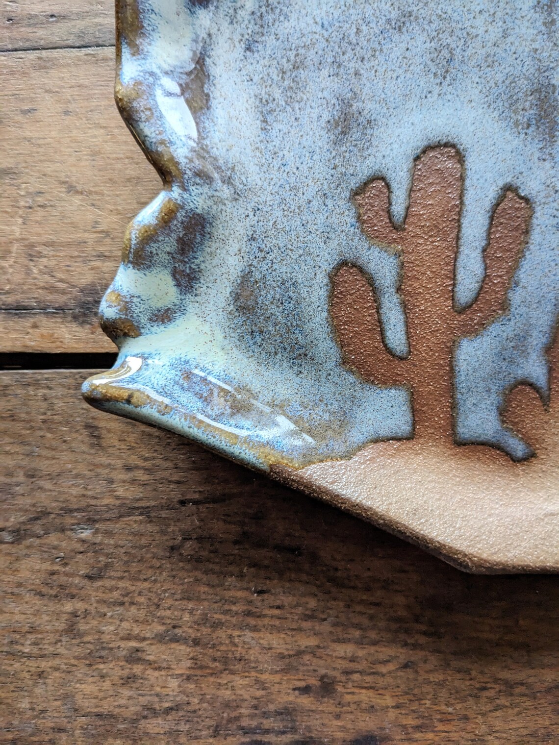 Handmade Arizona Pottery: Cactus Spoon Rest or Trinket Dish - Etsy