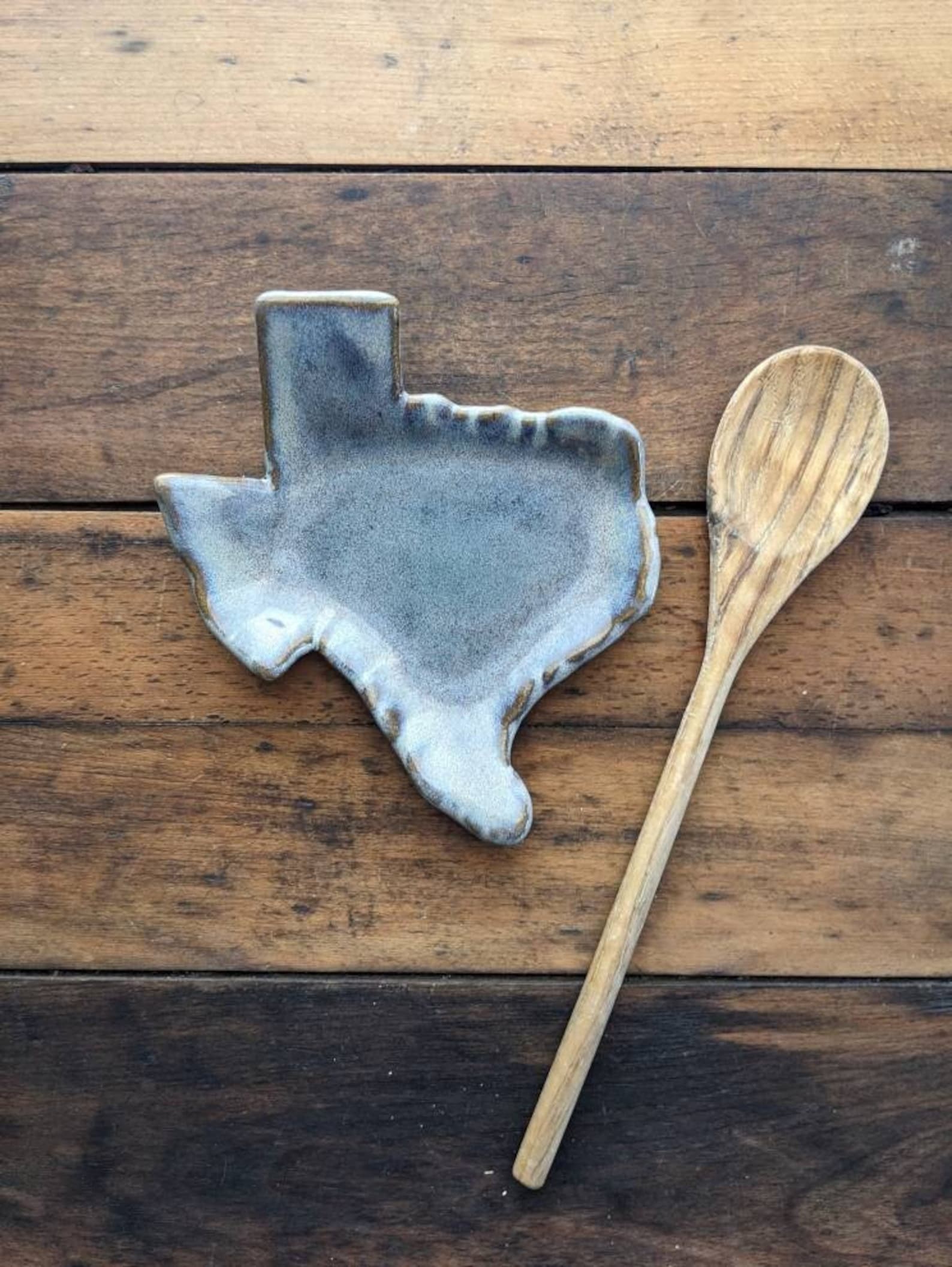 Handmade Texas Pottery Spoon Rest: State Trinket Dish - Etsy