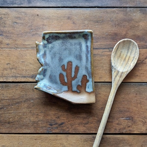 Handmade Arizona Pottery: Cactus Spoon Rest or Trinket Dish - Etsy