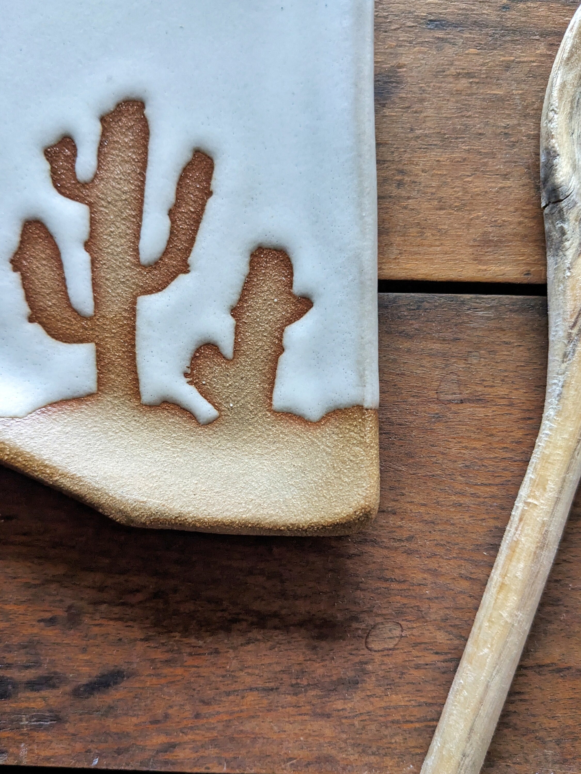 Handmade Arizona Pottery: Cactus Spoon Rest or Trinket Dish - Etsy