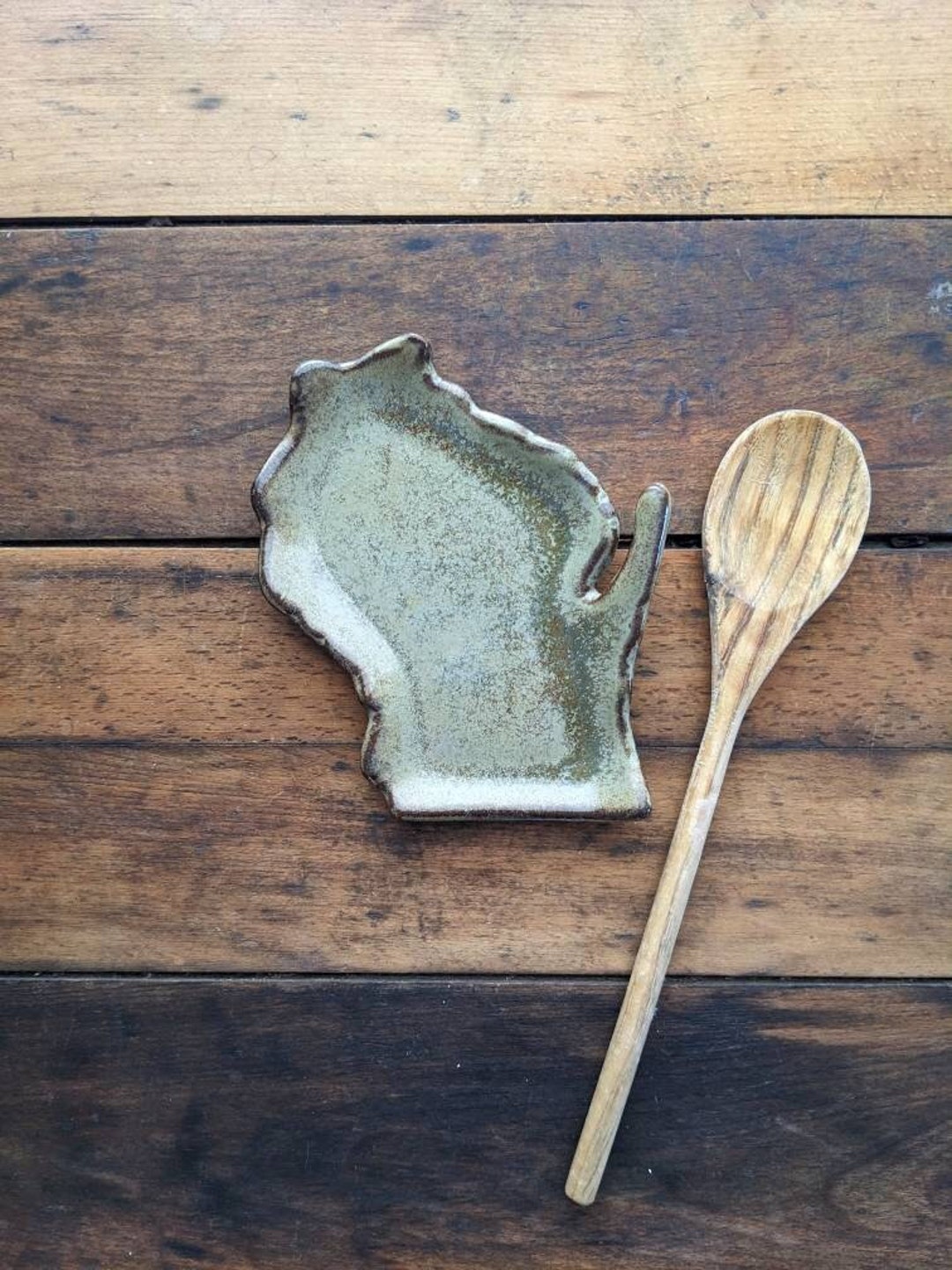 Handmade Wisconsin Pottery Spoon Rest: WI Trinket Dish - Etsy