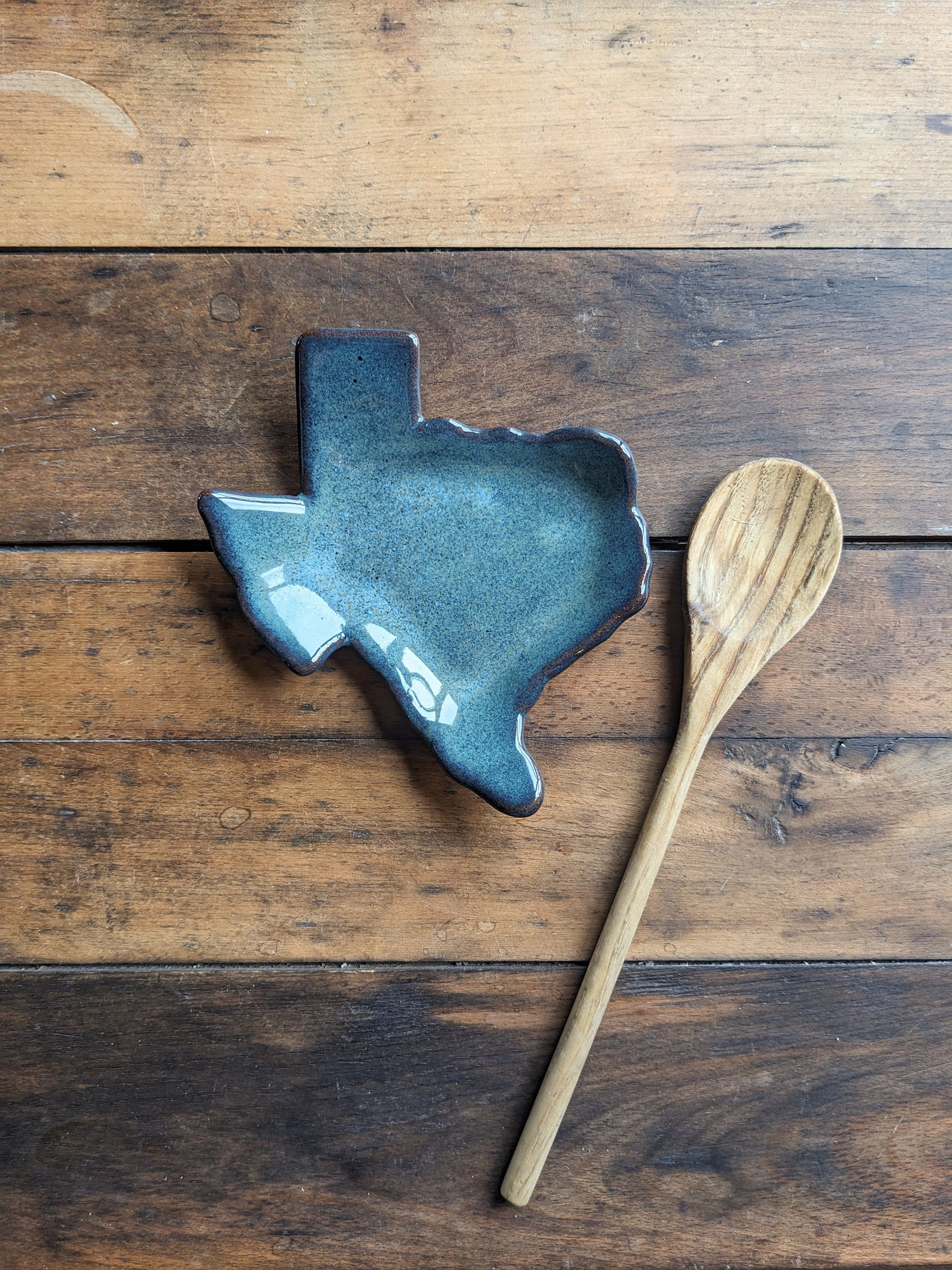 Handmade Texas Pottery Spoon Rest: State Trinket Dish - Etsy