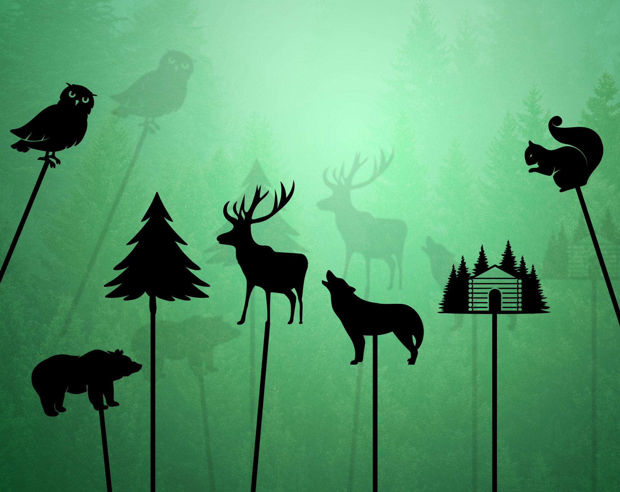 Shadow Puppet / Chinese Shadows Forest Theme Set / Forest Themed Set ...