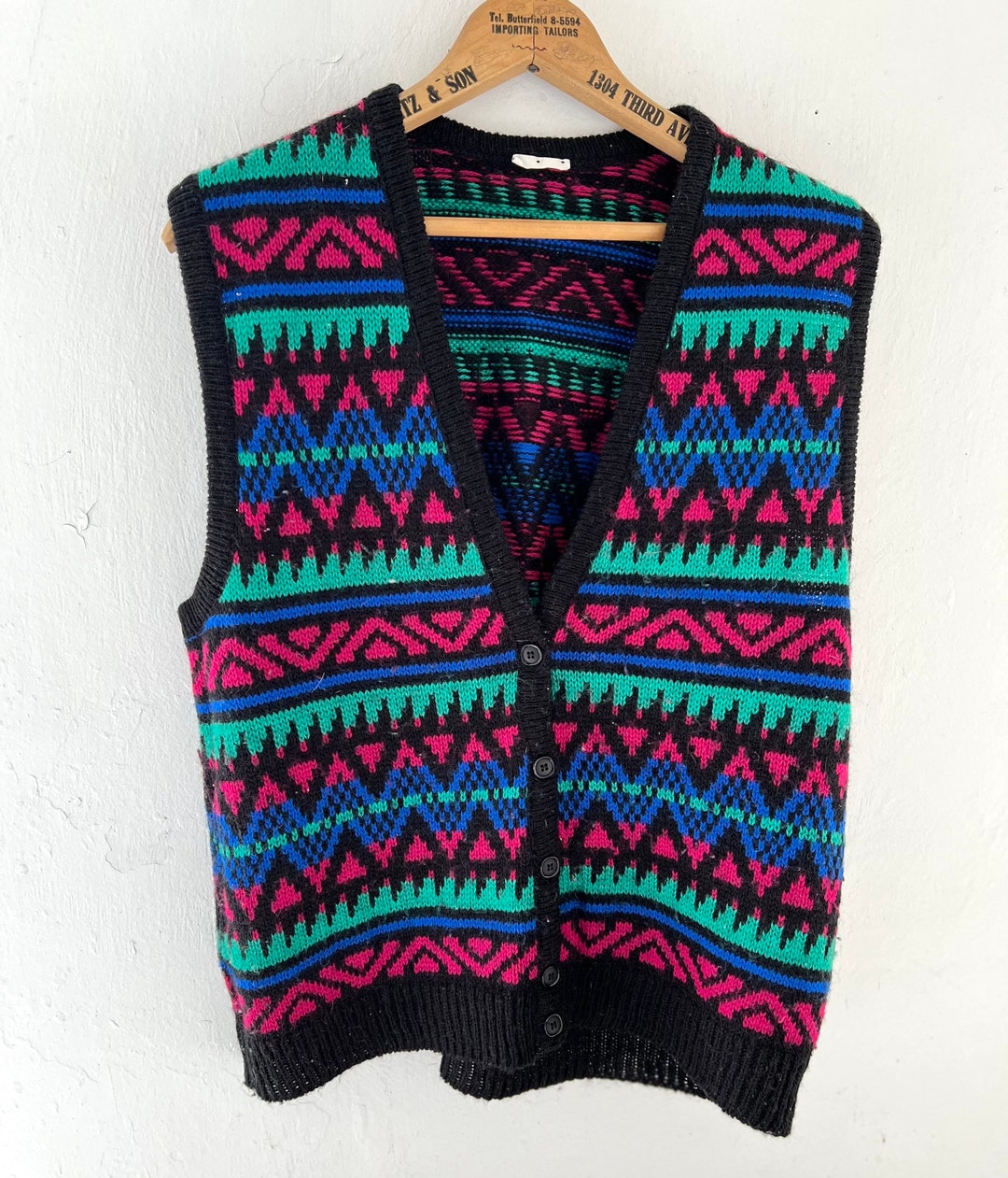 Vintage 1980s Knit Multicoloured Vest - Etsy