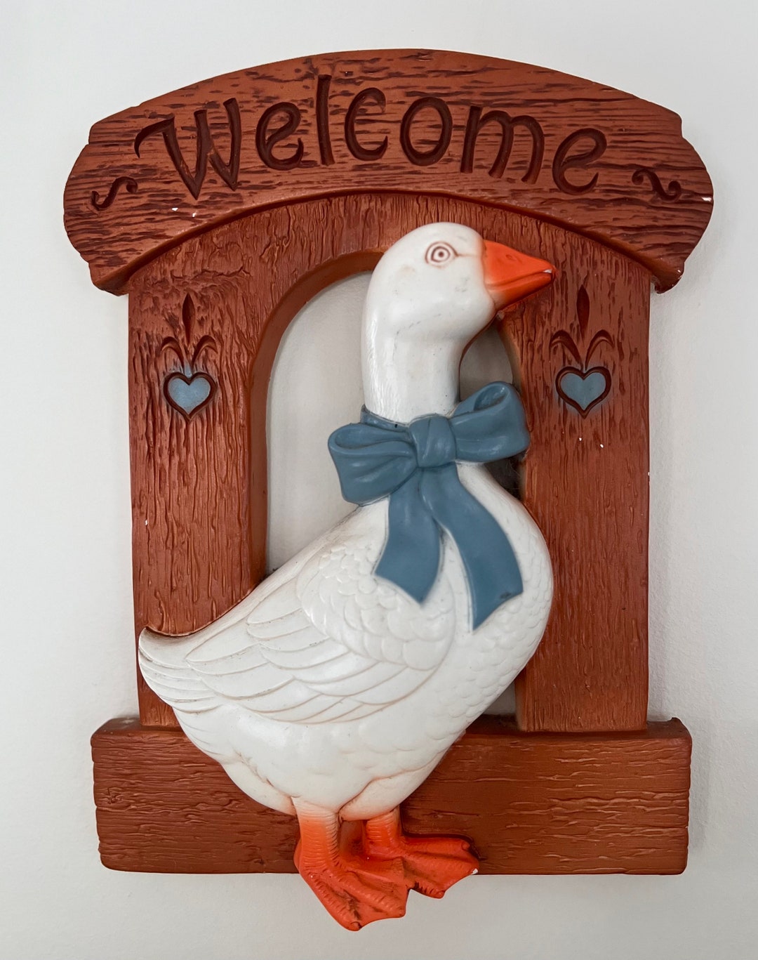 Vintage Miller Studio Blue Ribbon Geese Chalkware Welcome Sign, Kitsch ...