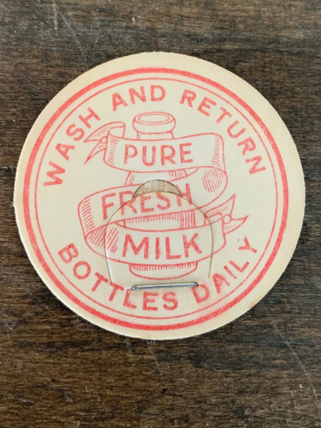 Vintage Milk Bottle Tabs, Pure Fresh Milk Wash and Return Bottles Daily ...