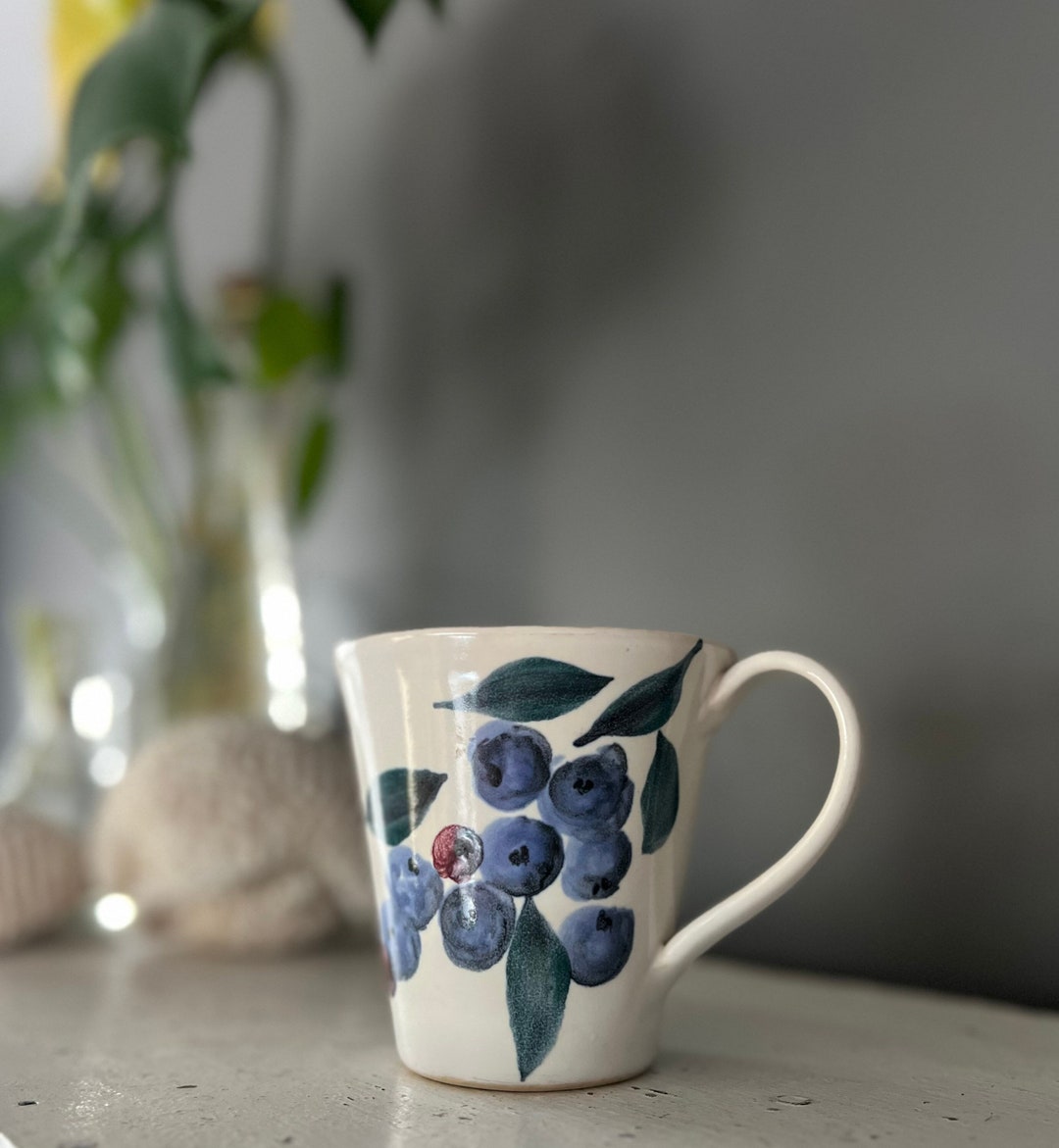 Vintage Blueberry Plant Pottery Mug - Etsy