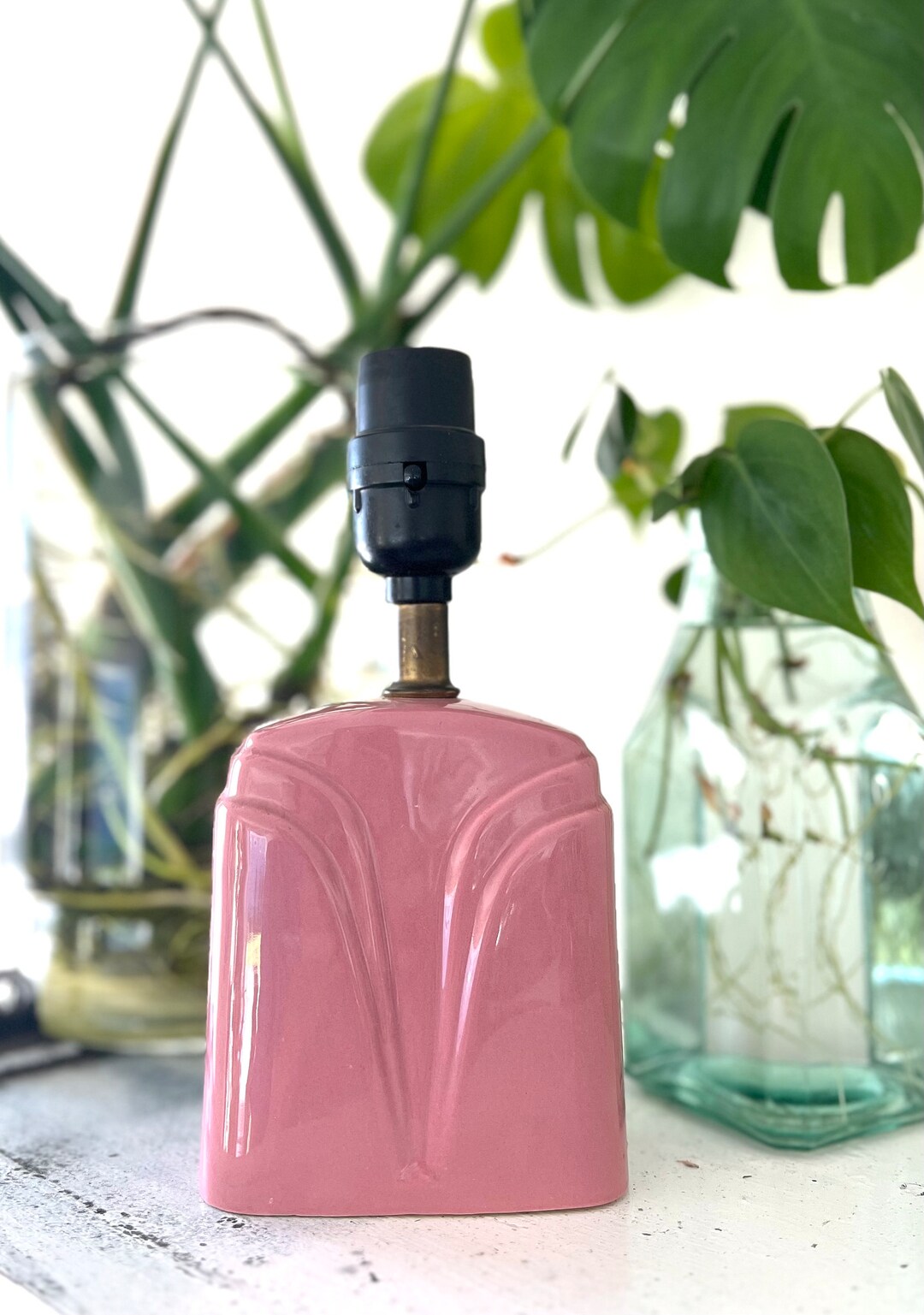 Vintage Pink Ceramic Lamp 1980s - Etsy