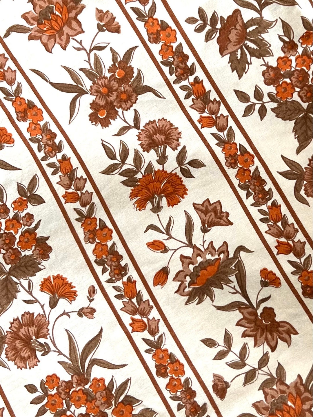 Retro Floral Cotton Fabric, Oh Clementine by Comark Plastics, 1977 33.5 ...