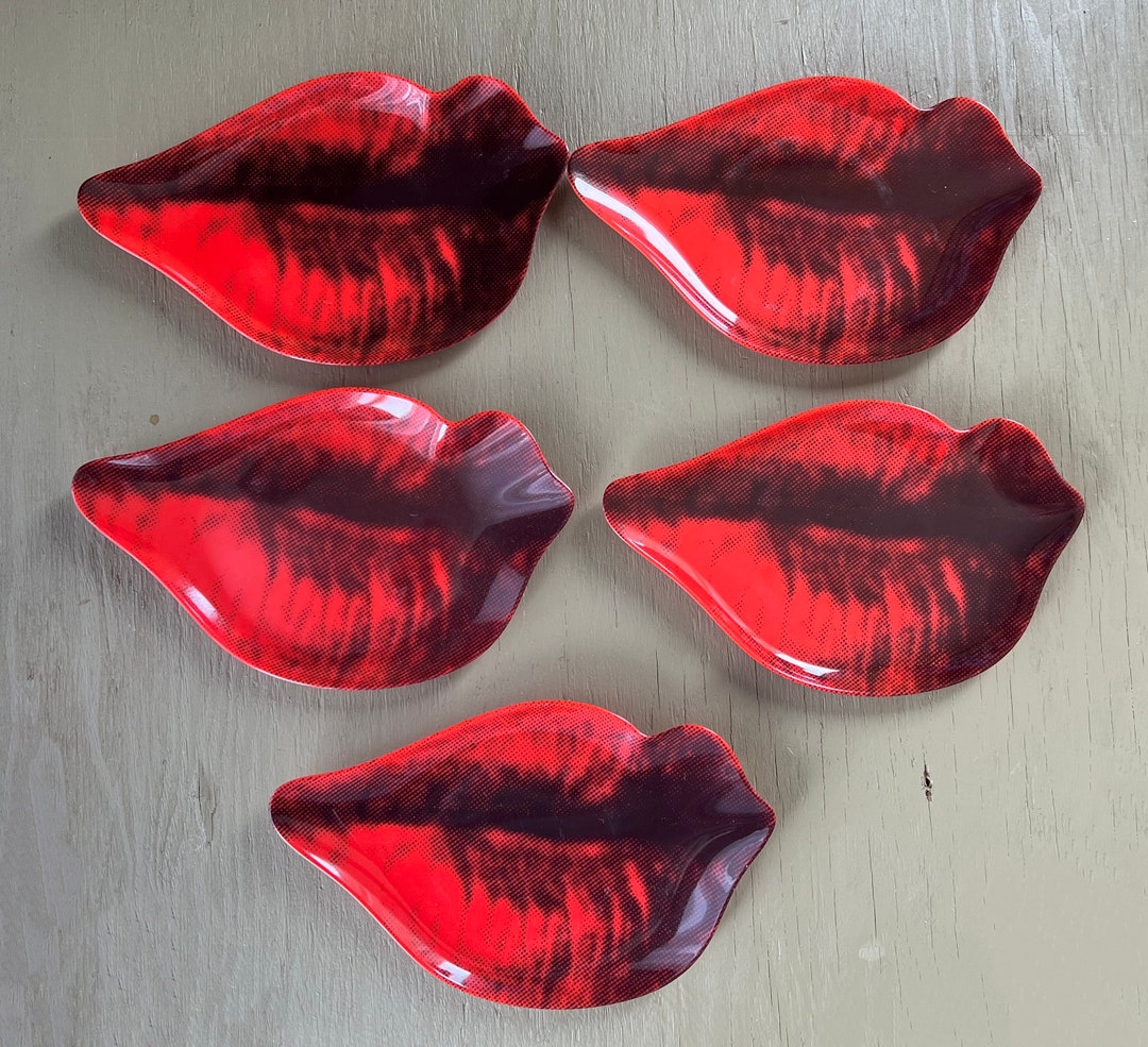 Vintage Andy Warhol Marilyn Lips Melamine Snack Plates, Set of Five ...