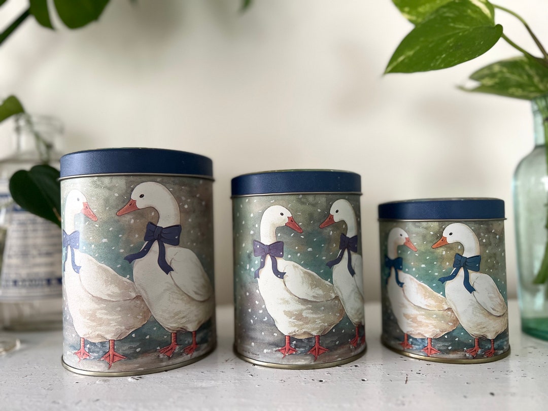 80s Blue Ribbon Winter Geese Set of 3 Nesting Tins - Etsy