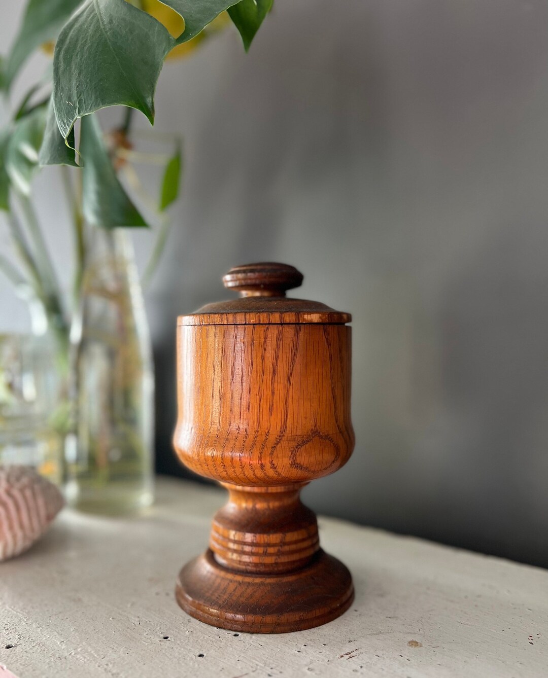 Vintage Turned Wood Storage Container With Lid - Etsy