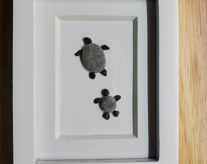 Mini Framed Art Turtles Pebble, Pebble Art Turtles Rock Art, Stones ...