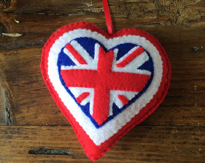 Union Jack Handmade Felt Heart Ornament - Etsy