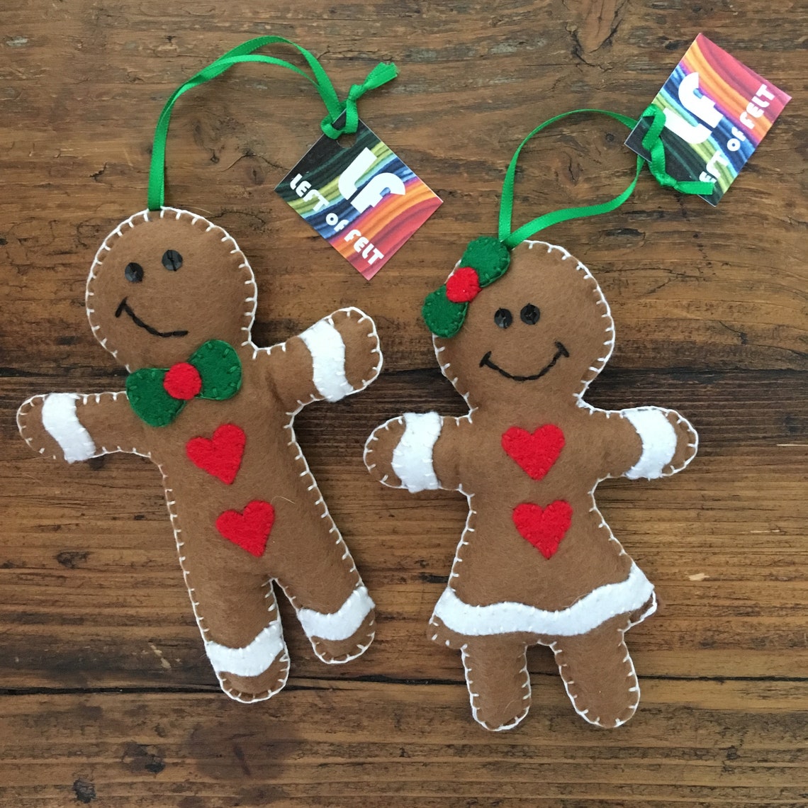Gingerbread Boy or Girl Handmade Felt Christmas Ornaments - Etsy