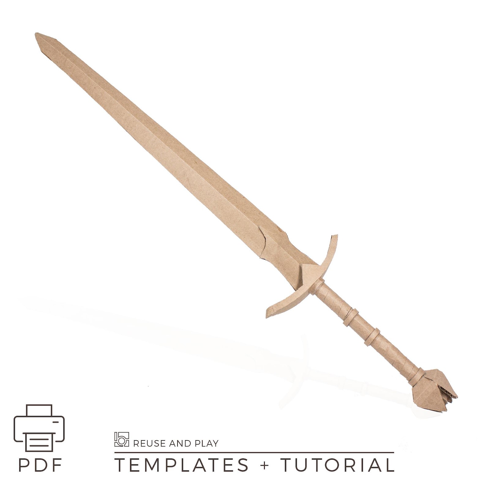 Longsword TEMPLATE, Cardboard Sword Pattern, Printable PDF, Medieval ...