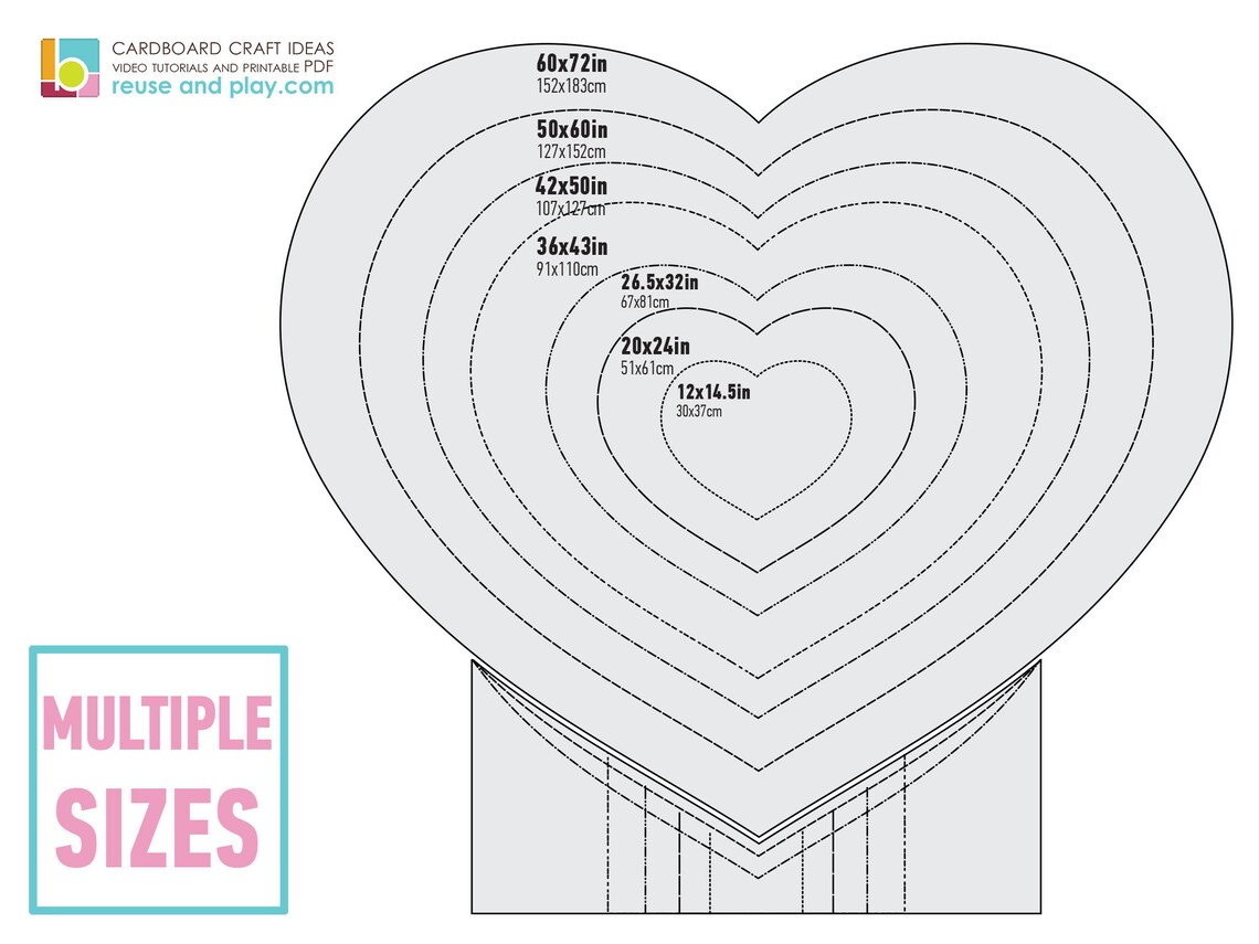 Giant Heart TEMPLATES 12-60in - Etsy
