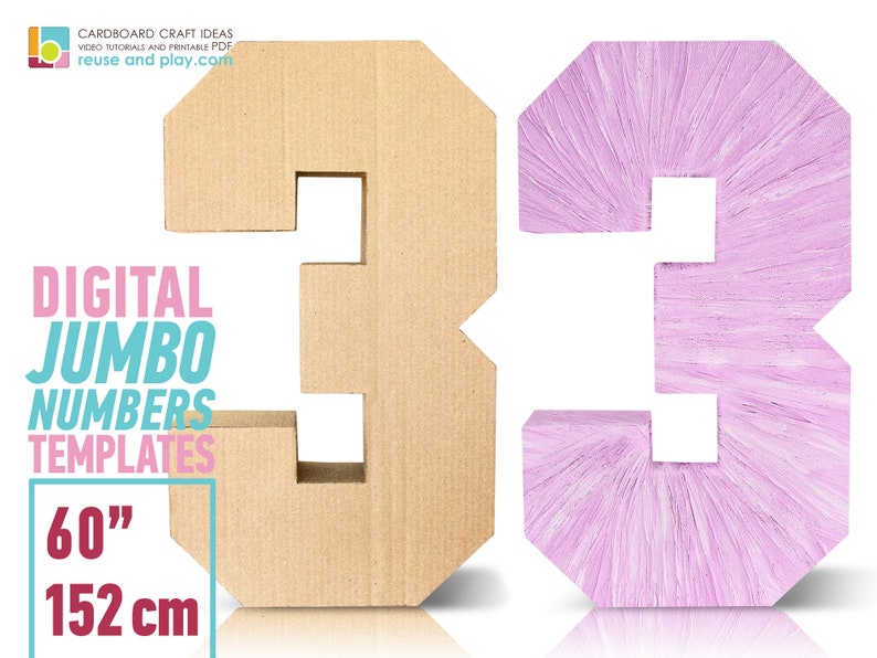 Jumbo BLOCK Numbers TEMPLATES 60in - Etsy