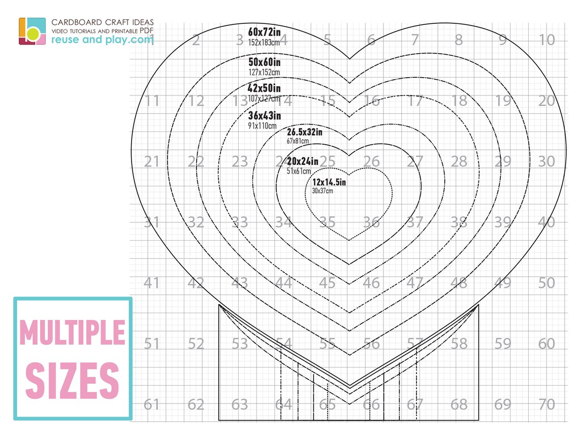 Giant Heart TEMPLATES 12-60in - Etsy