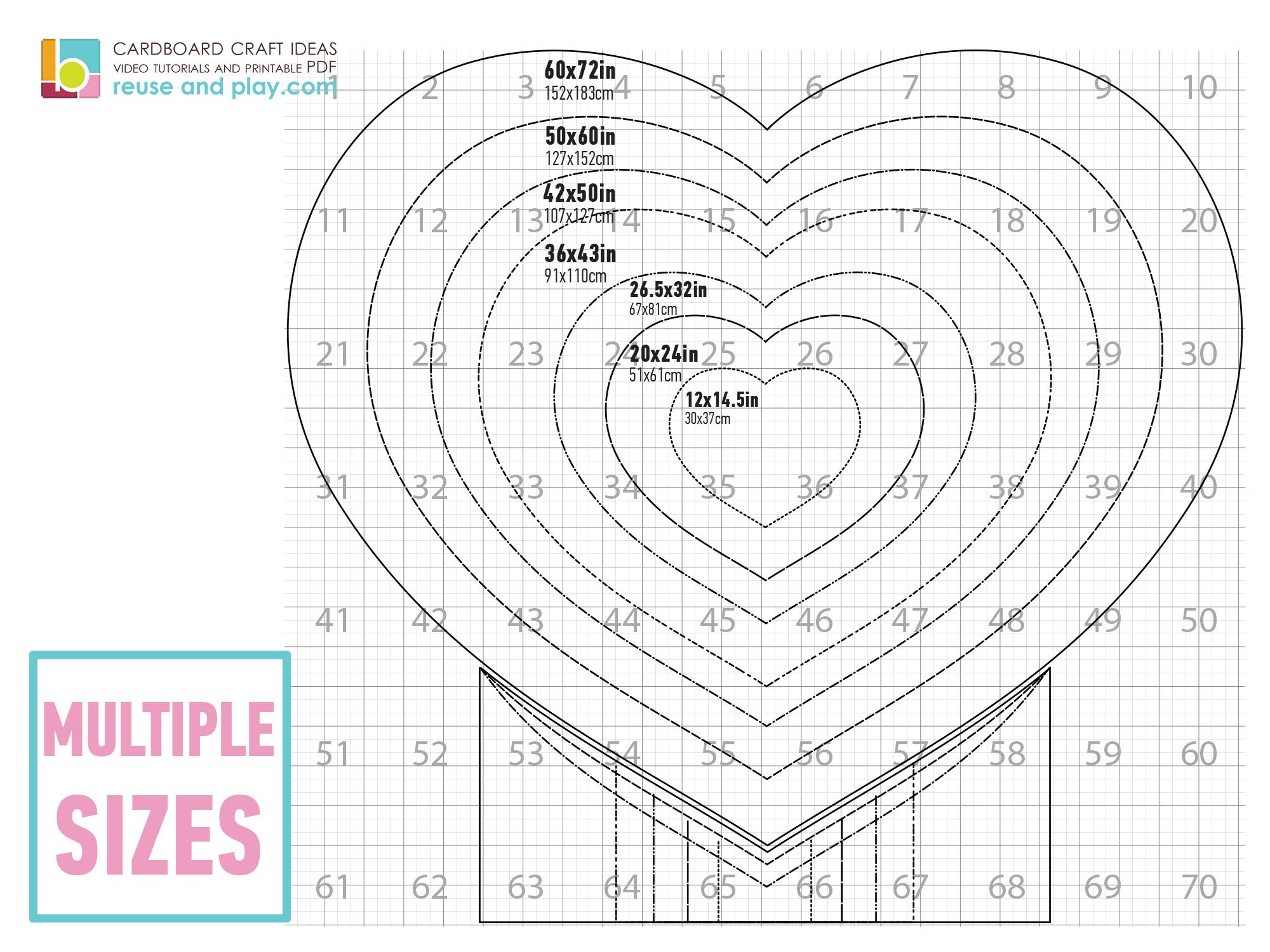 Giant Heart TEMPLATES | 12-60in - Etsy