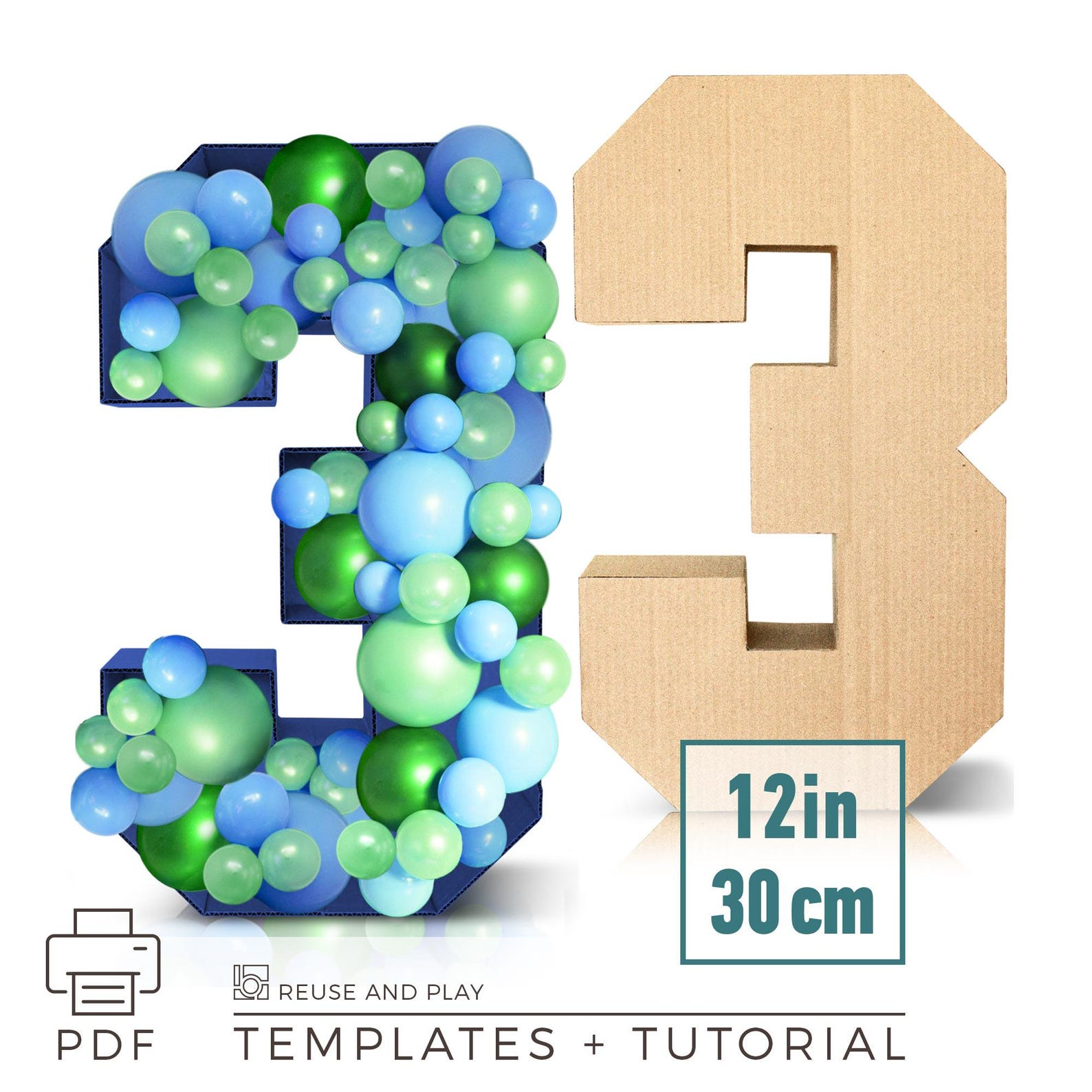 Big BLOCK Numbers TEMPLATES | 12in - Etsy