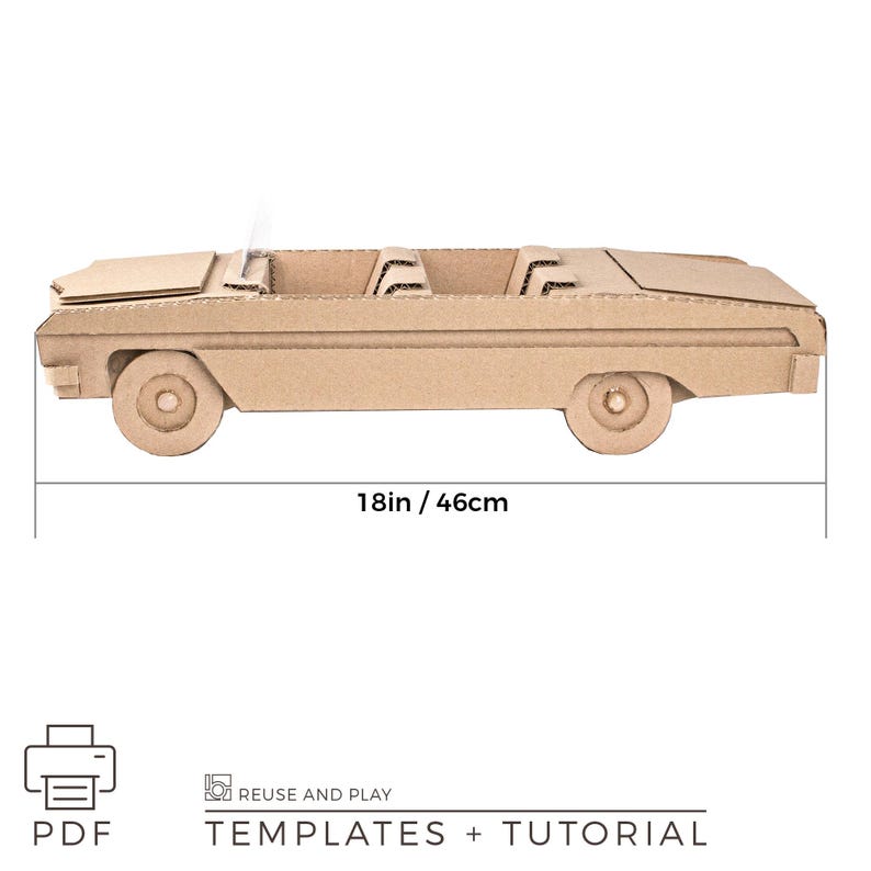 Cardboard Car Template, Classic Lowrider Model, DIY Paper Car (PDF ...