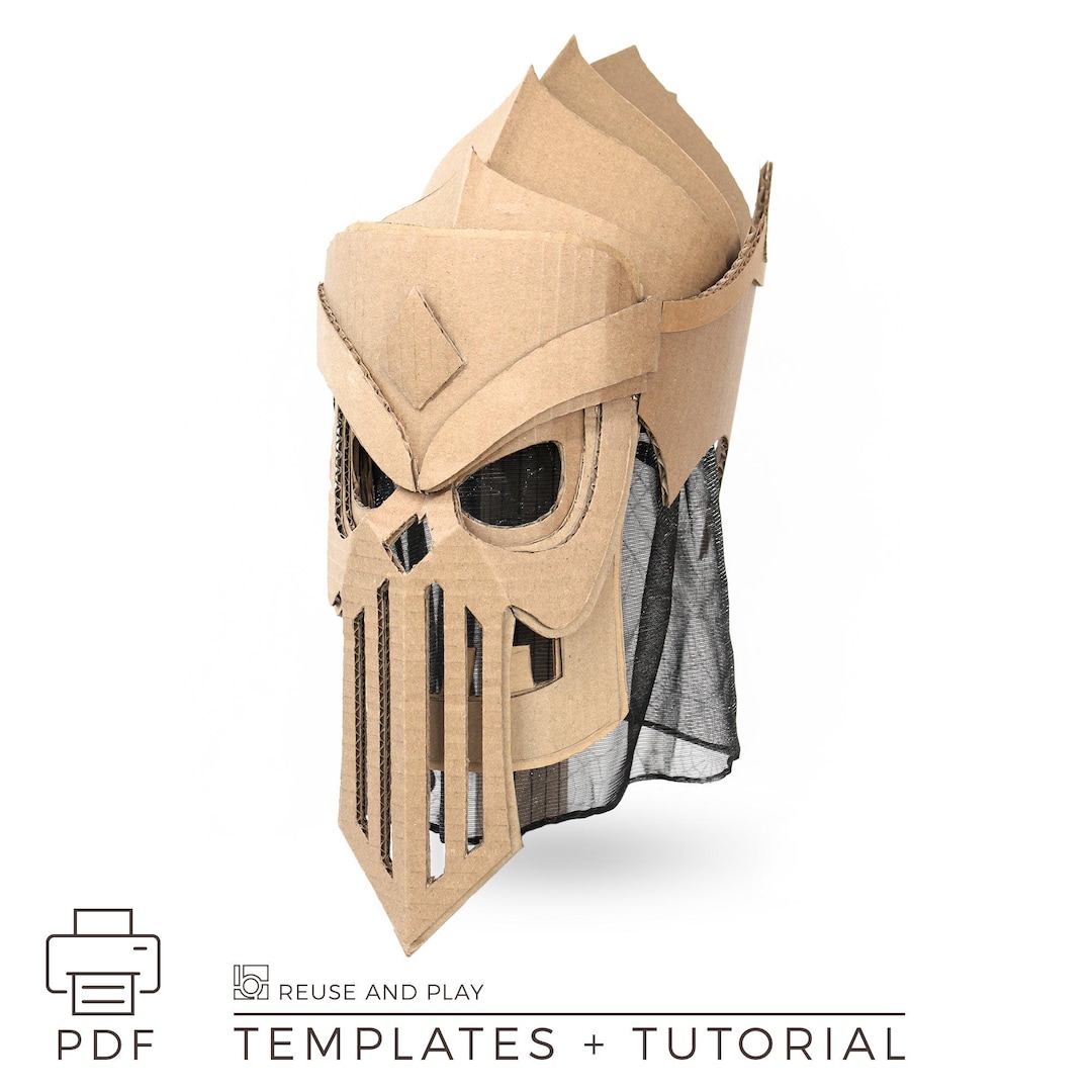 Skull Helmet TEMPLATE, Cardboard DIY Pattern, Printable PDF, Undead ...