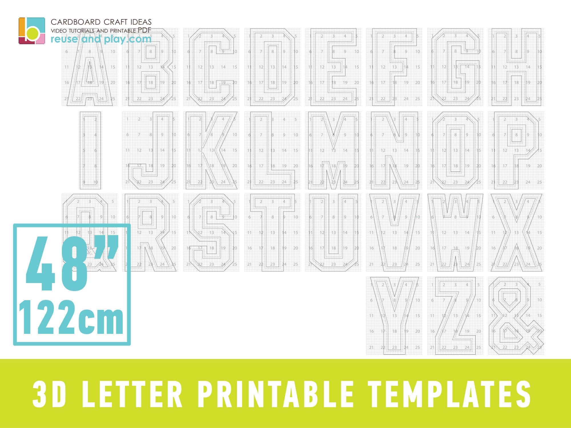 Giant Letters Double Templates A to Z 48in | Etsy