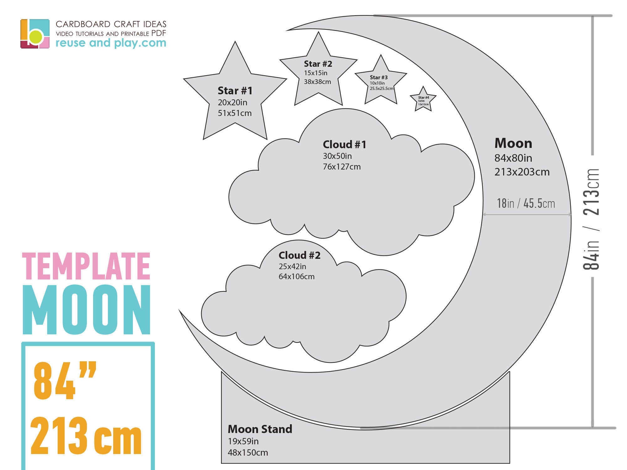 Half Moon Props TEMPLATES 84in - Etsy