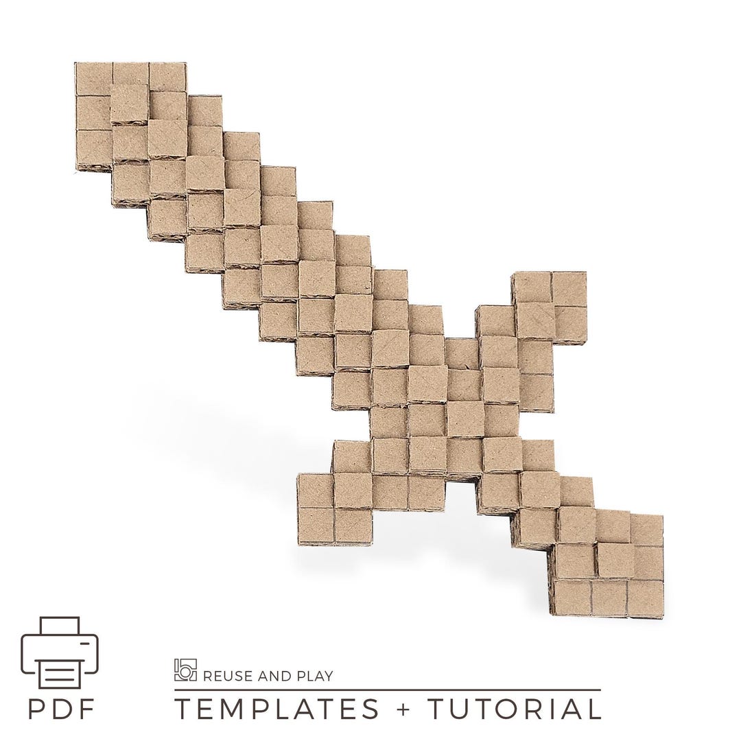 Pixel Sword TEMPLATE, Cardboard Pattern, Printable PDF, 8-bit Prop - Etsy