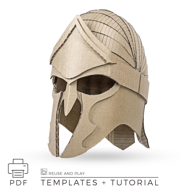 Medieval Knight Helmet TEMPLATE, Corinthian Style, Cardboard DIY ...