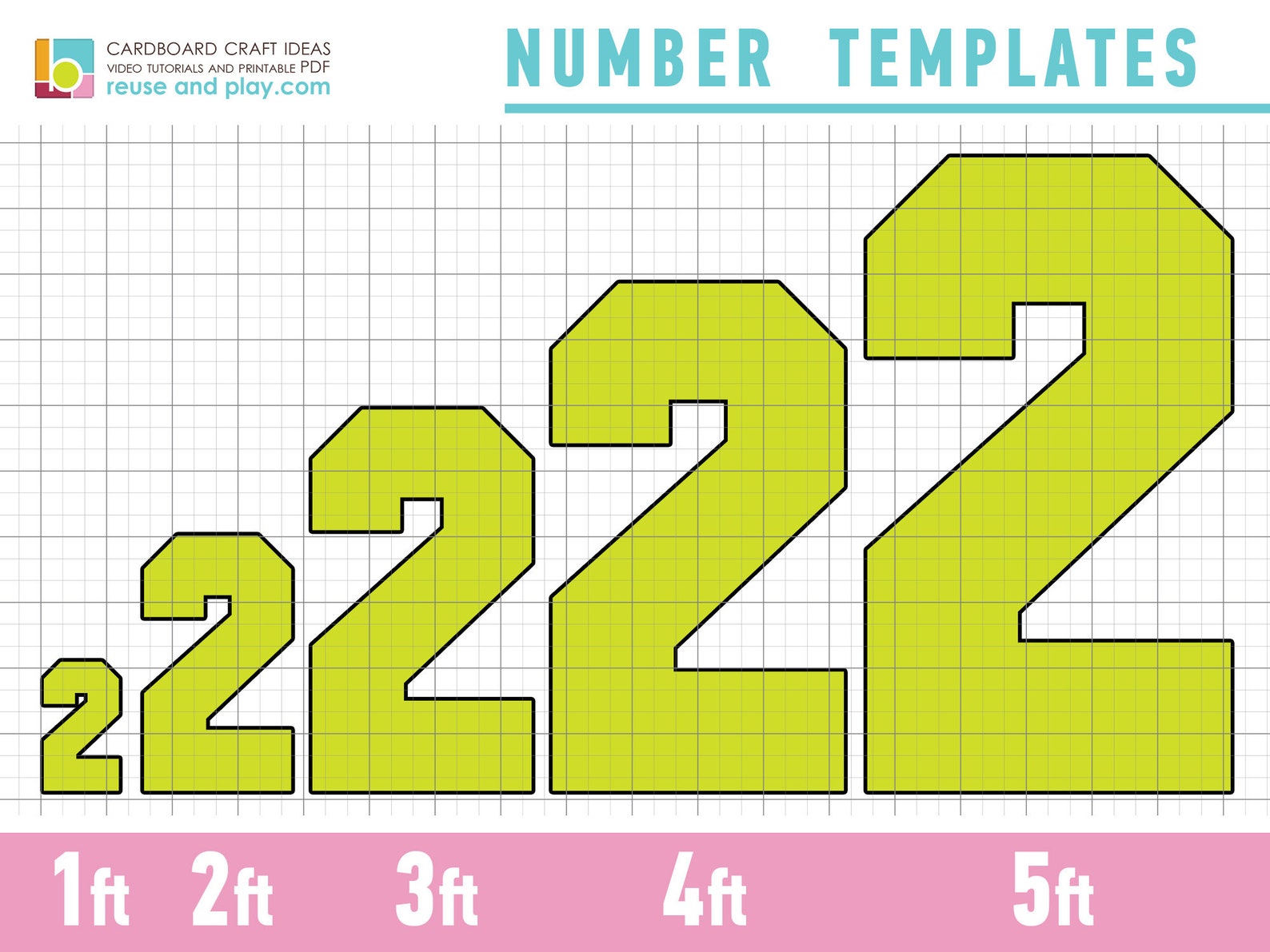 Block Number TWO Templates 1-5 Ft - Etsy