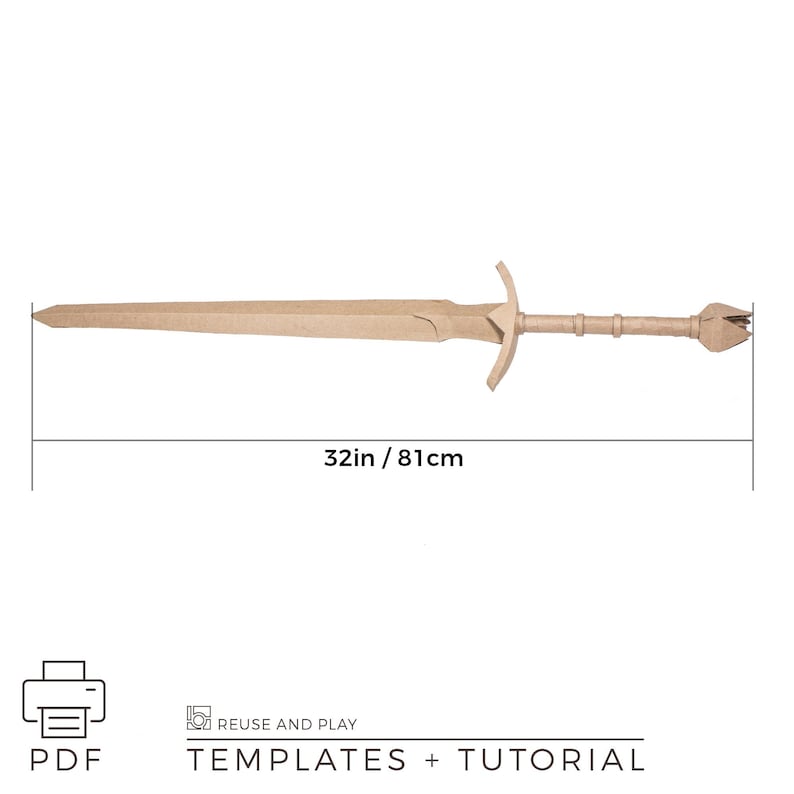 Longsword TEMPLATE, Cardboard Sword Pattern, Printable PDF, Medieval ...