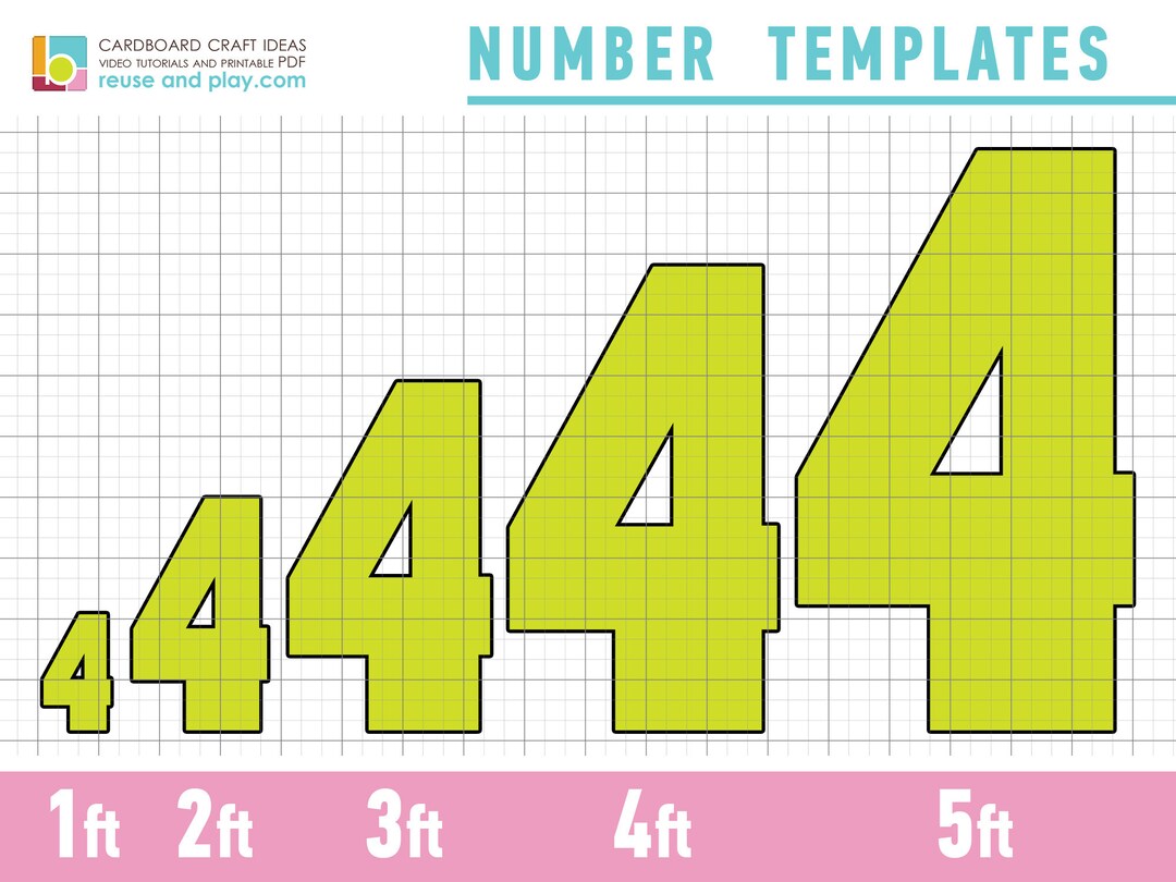 Block Number FOUR Templates 1-5 Ft - Etsy