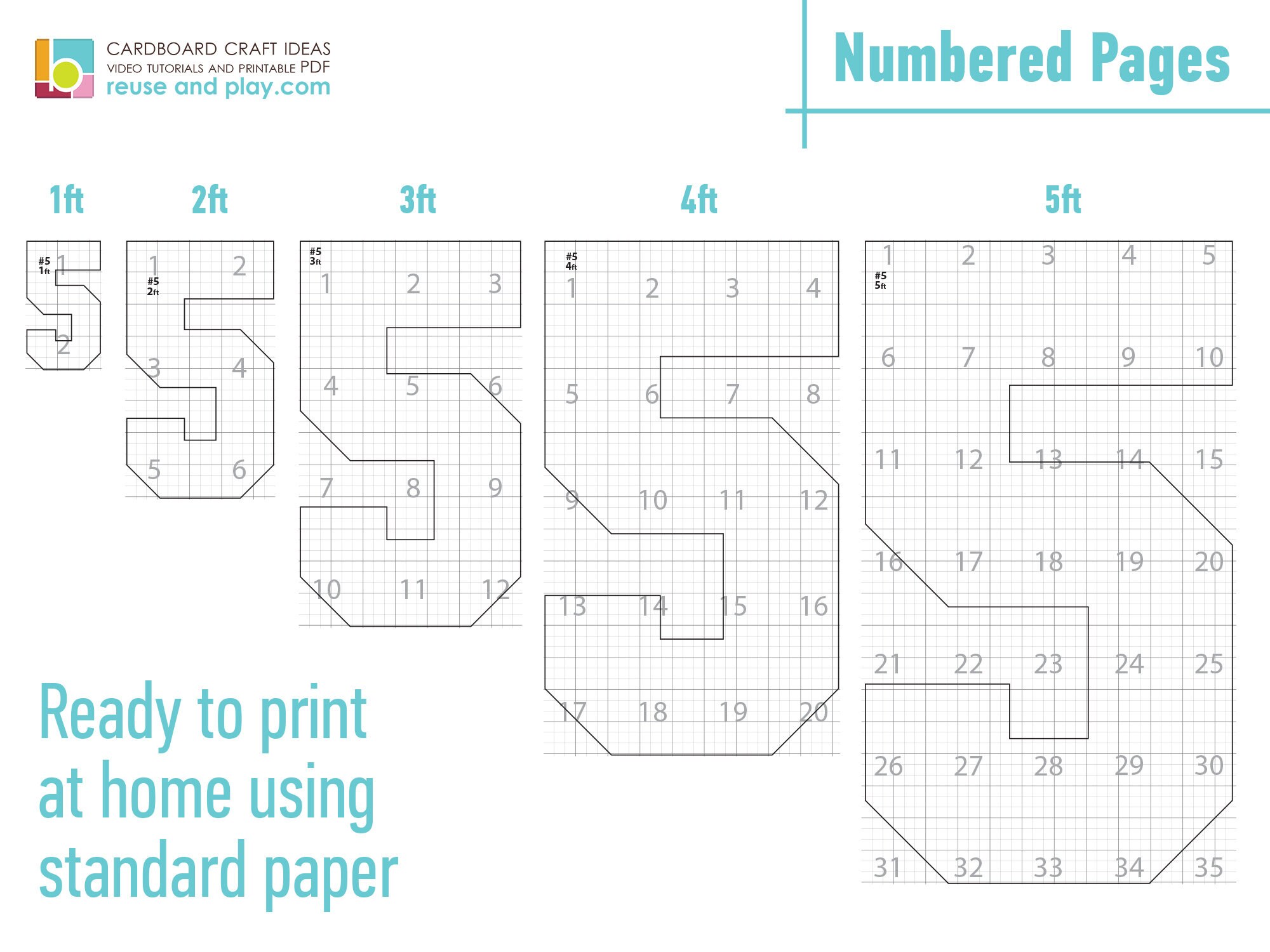 Block Number FIVE Templates 1-5 Ft - Etsy