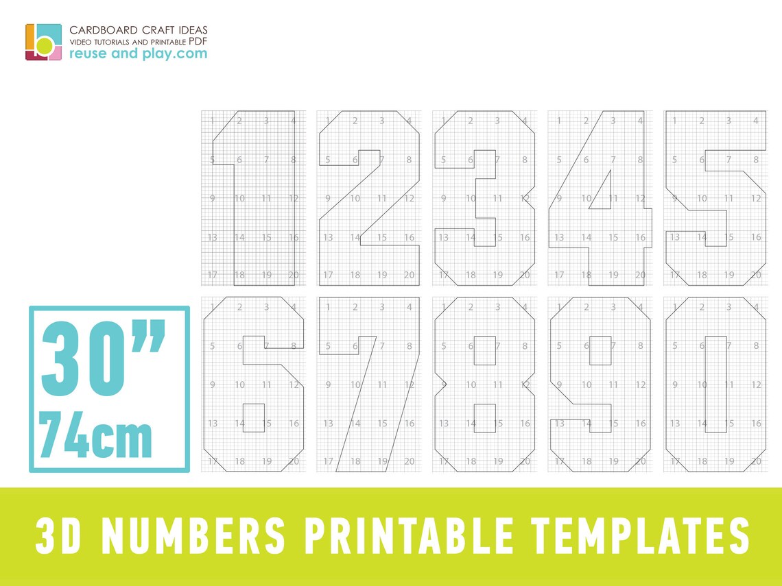 Giant Block Numbers Templates 30 In - Etsy