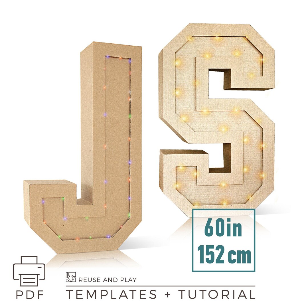 Jumbo Light up Letters TEMPLATES, A-Z | 60in - Etsy