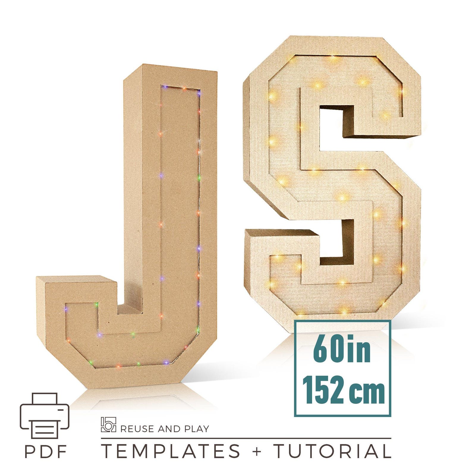 Jumbo Light up Letters TEMPLATES, A-Z | 60in - Etsy