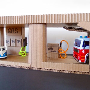 Cardboard Car Garage and Gas Station - Etsy