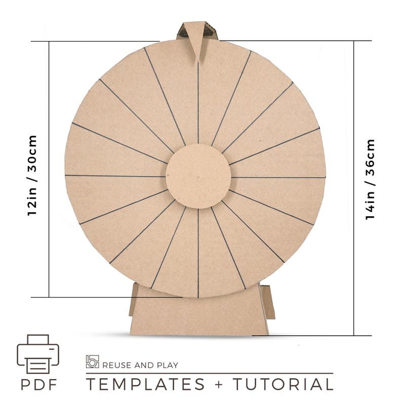 Fortune Wheel TEMPLATE, Spinning Prize Wheel, Cardboard Pattern ...