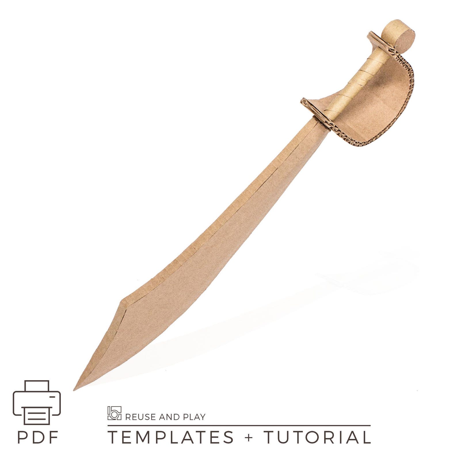Pirate Cutlass Sword TEMPLATE, Cardboard Sword Pattern, Printable PDF ...