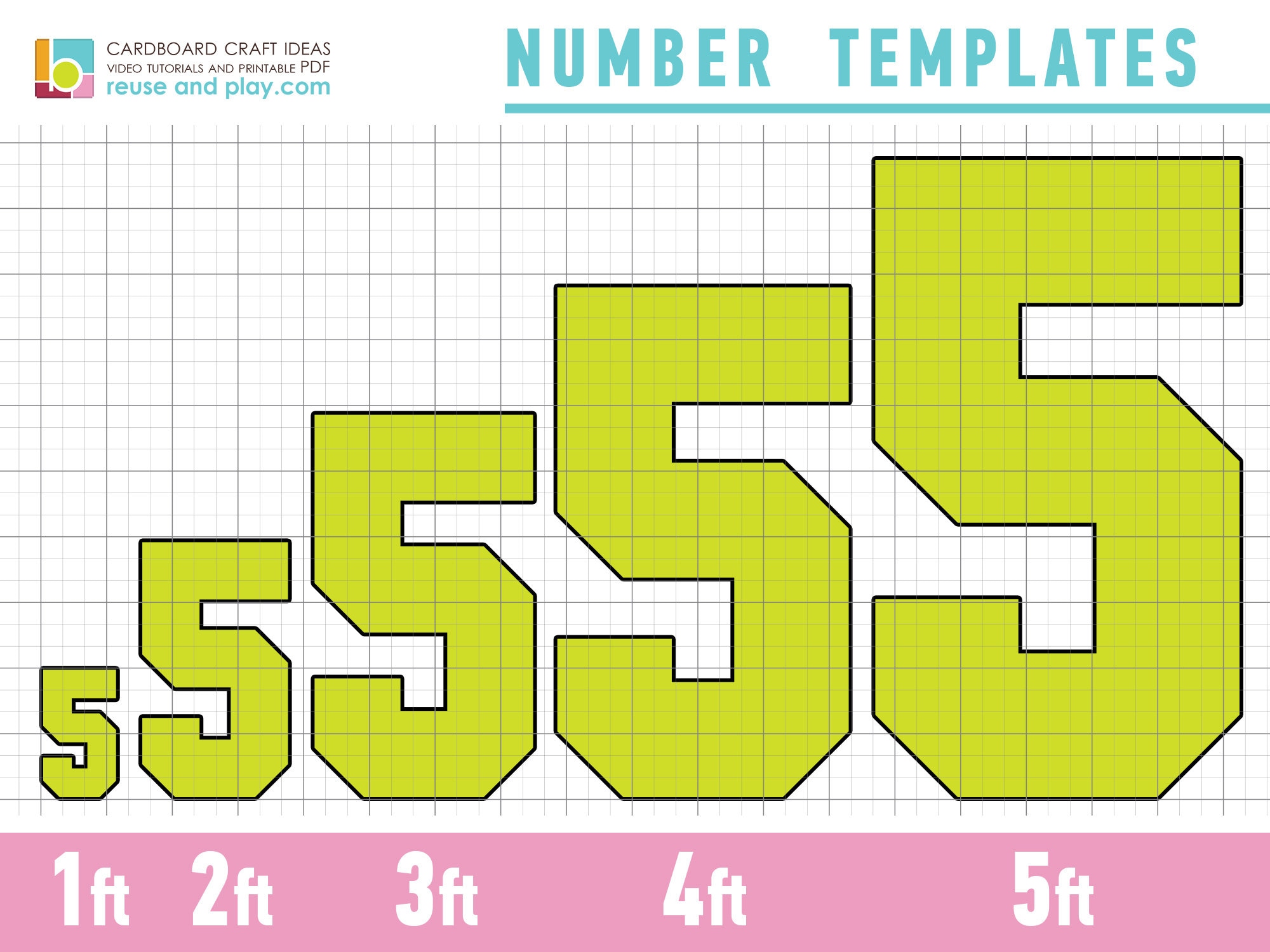 Block Number FIVE Templates 1-5 Ft - Etsy