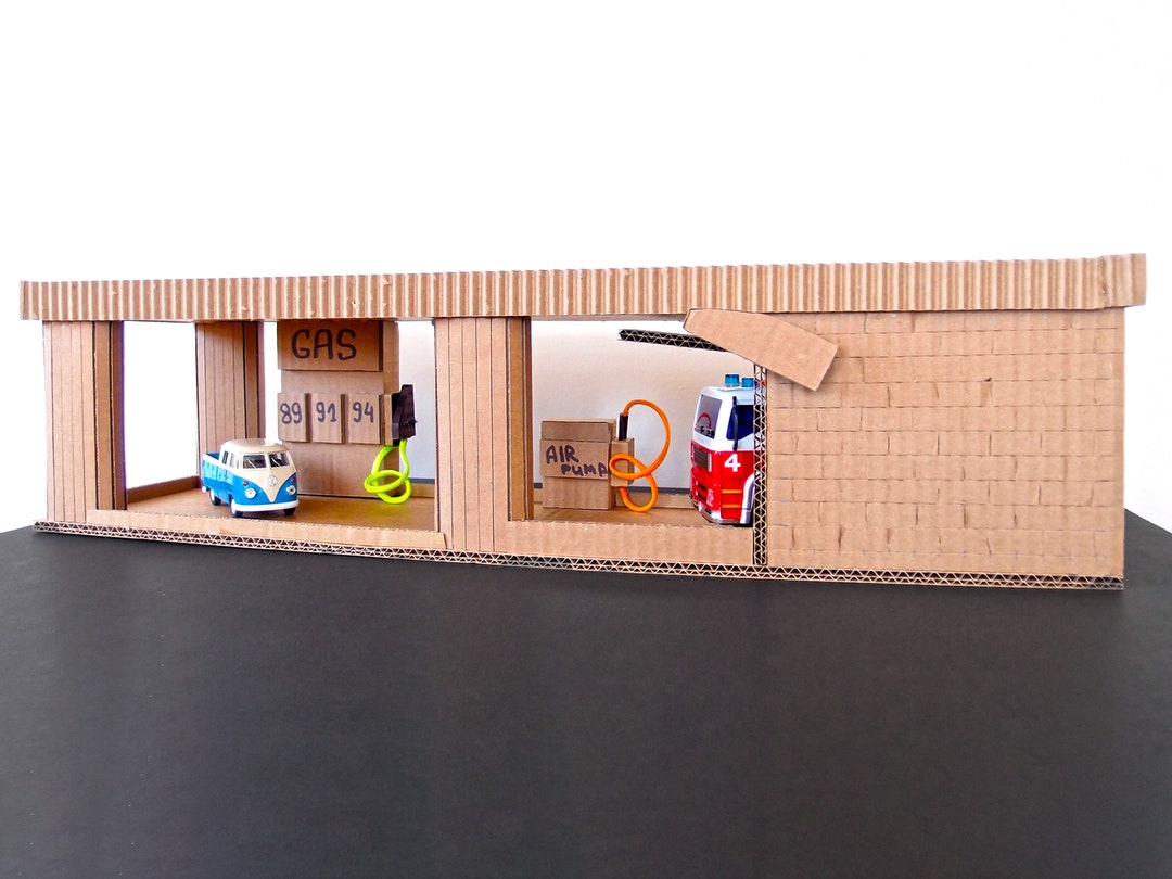 Cardboard Car Garage and Gas Station - Etsy