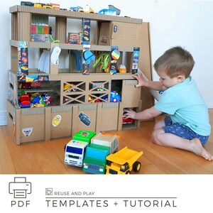 Cardboard Car Garage and Gas Station - Etsy
