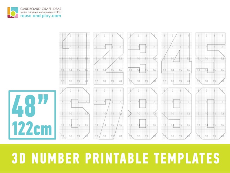Giant Block Numbers Templates | 48in - Etsy