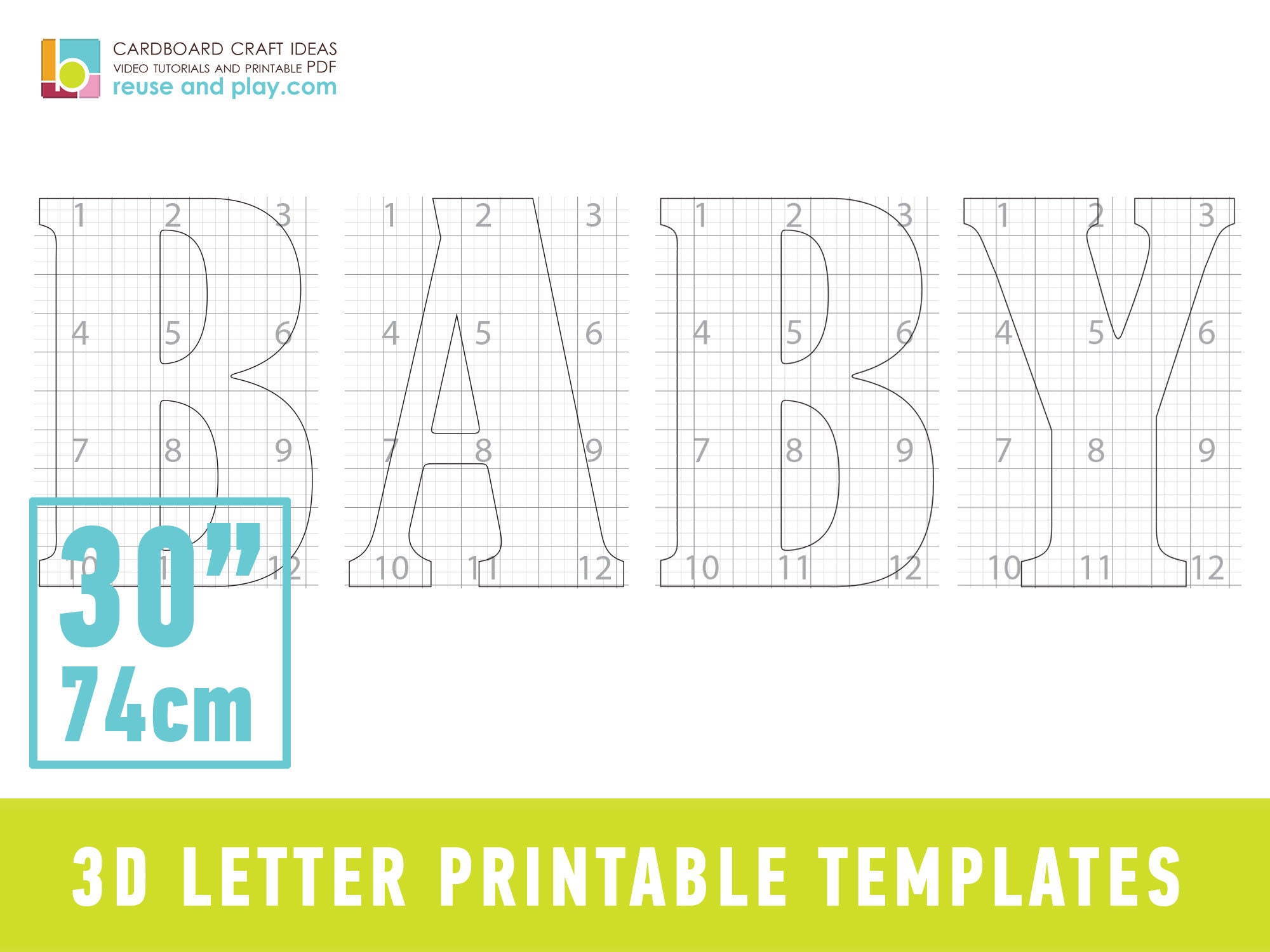 BABY Classic Letters Templates 30 in - Etsy Nederland