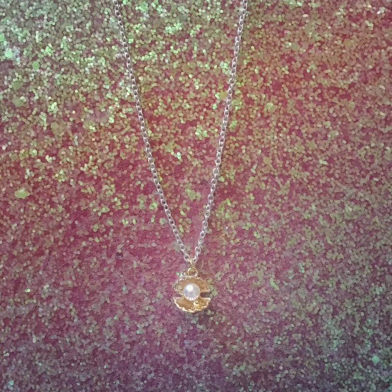 Mermaid Clam Pearl Necklace Glass Pearl Jewellery Sea - Etsy