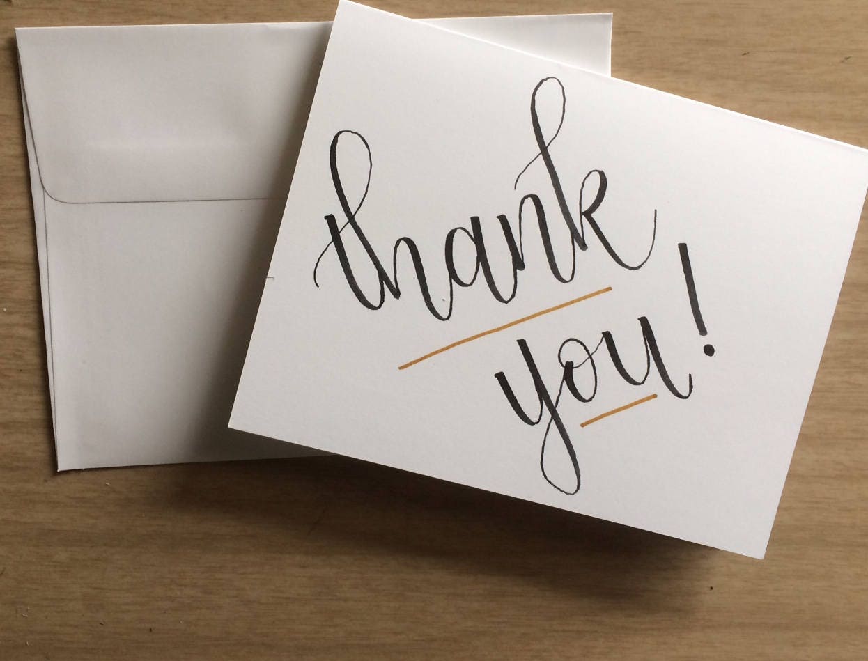 5 pack hand lettered Thank You Cards, 4.25x5.5 in - Etsy.de
