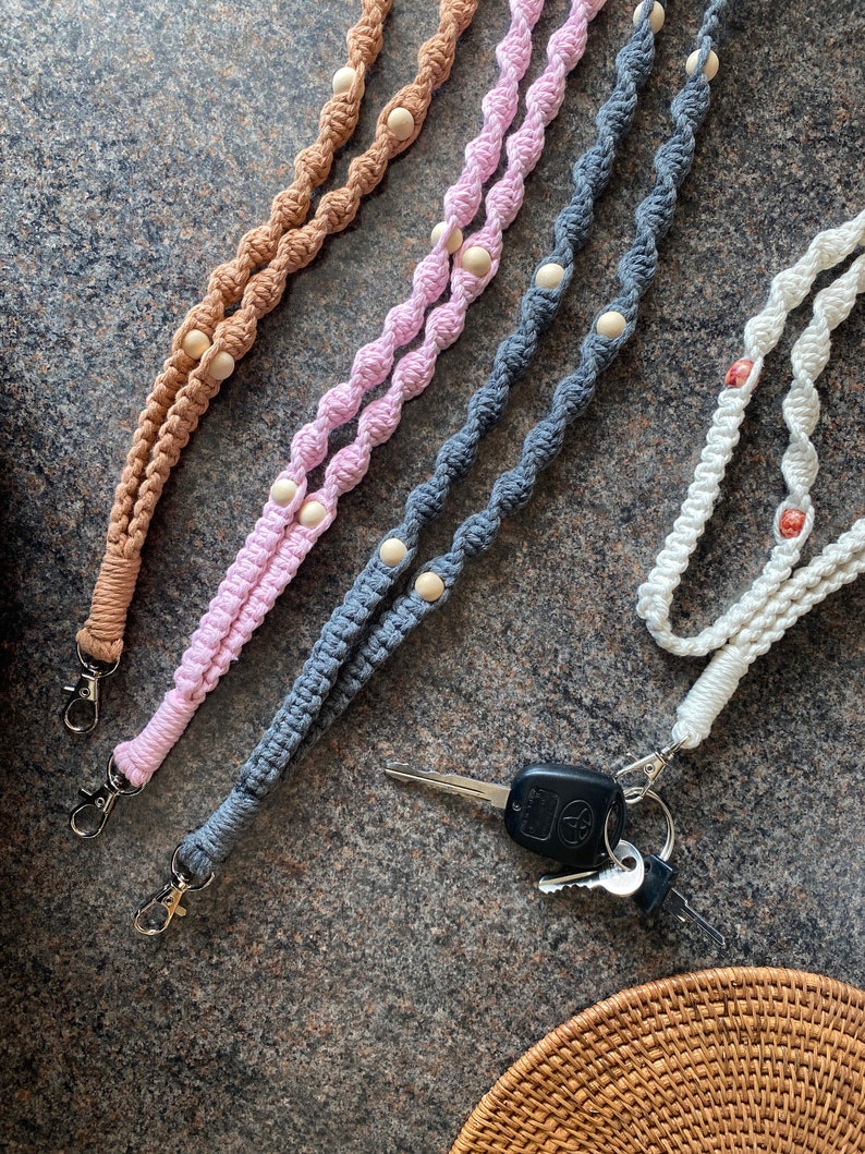 HANDMADE Macramé Lanyard Boho Style Accessories With BEADS - Etsy
