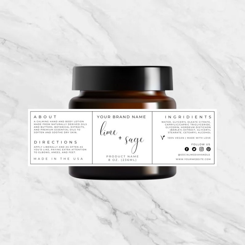 EDITABLE Cosmetic Jar Label Template Modern and Minimalist Jar Label ...